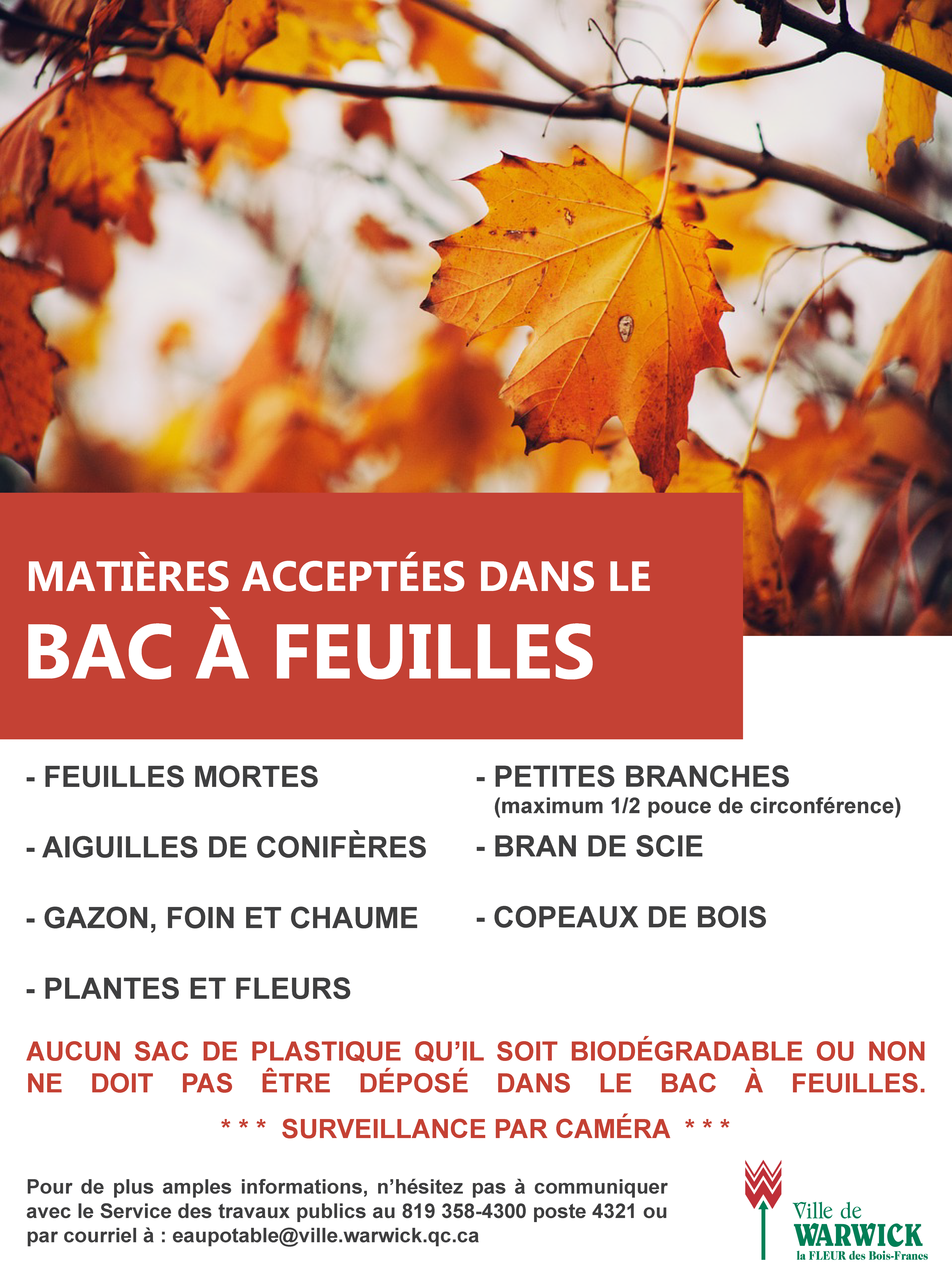 Enseigne bac à feuilles (2) - Ville de Warwick